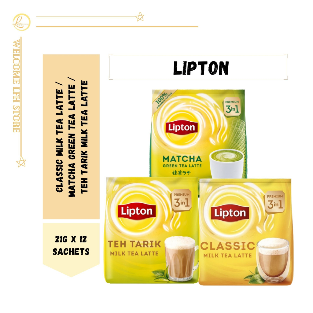 Lipton Milk Tea latte 3 in 1 Teh Tarik / Classic Signature / Matcha ...