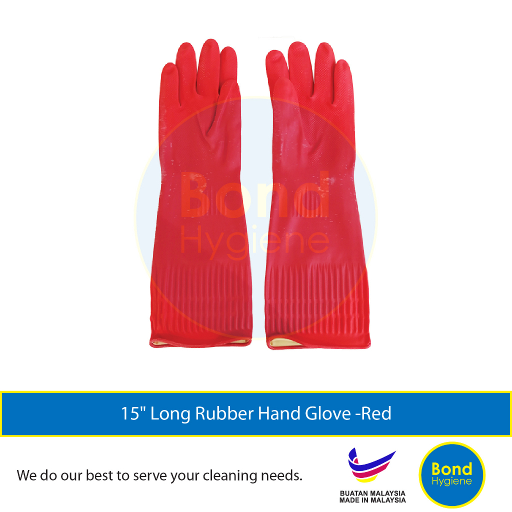 15" Long Rubber Hand Glove - Red | Shopee Malaysia