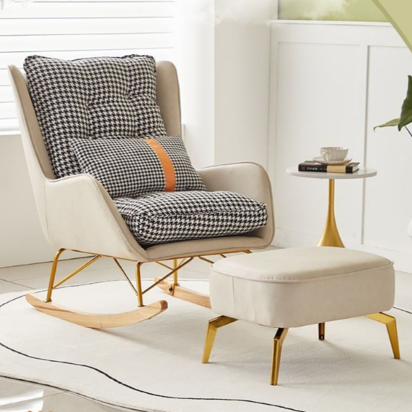 Nordic light luxury rocking chair simple houndstooth rocking reclining ...