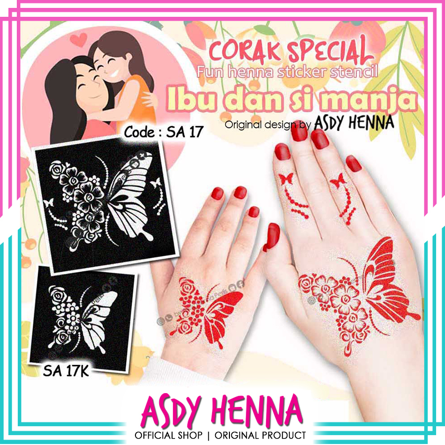 [READYSTOCK] Sticker inai budak dewasa fun henna stencil ibu anak ASDY ...