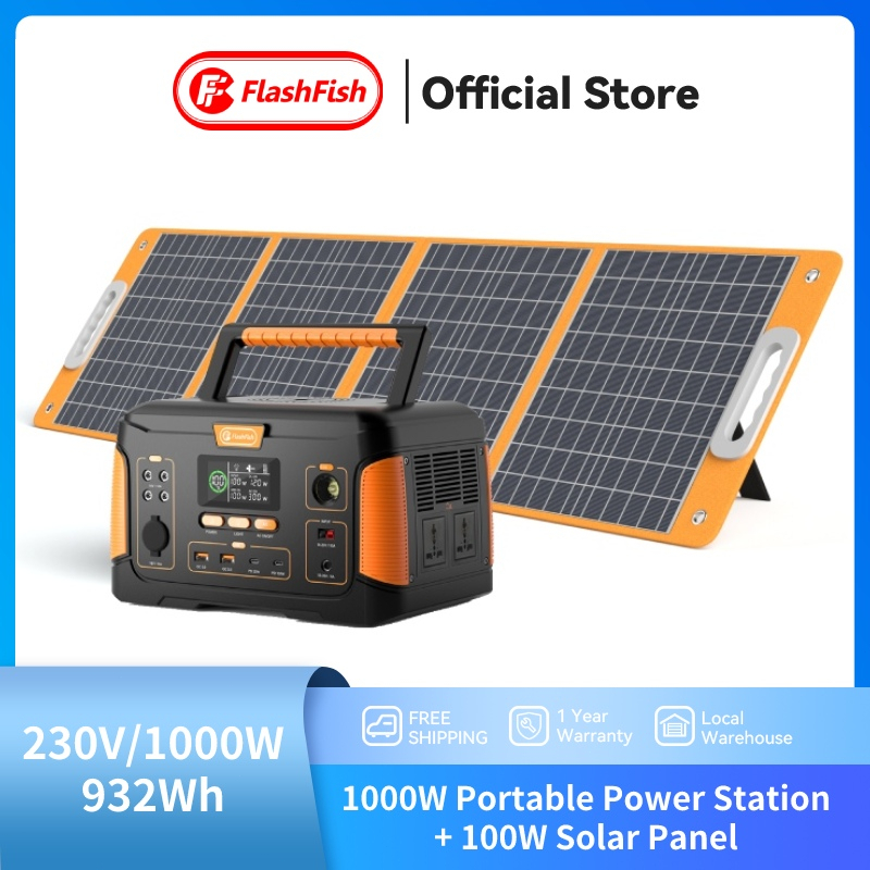 (1000W Power Station with 100W Solar Panel)Flashfish Portable Solar ...
