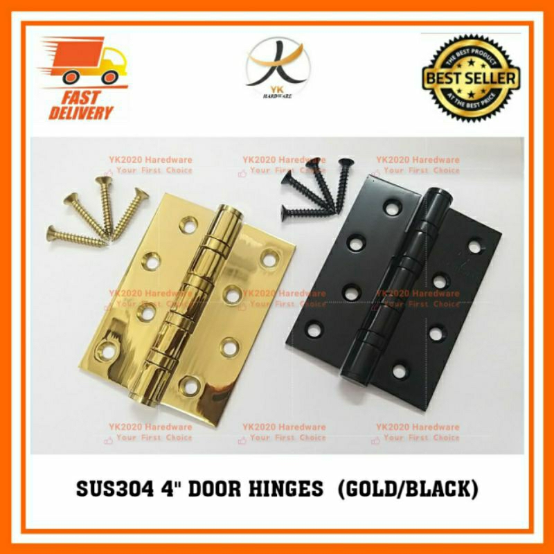 YK (GOLD / BLACK) Stainless Steel Wood Plastic Heavy Duty Door Hinge ...