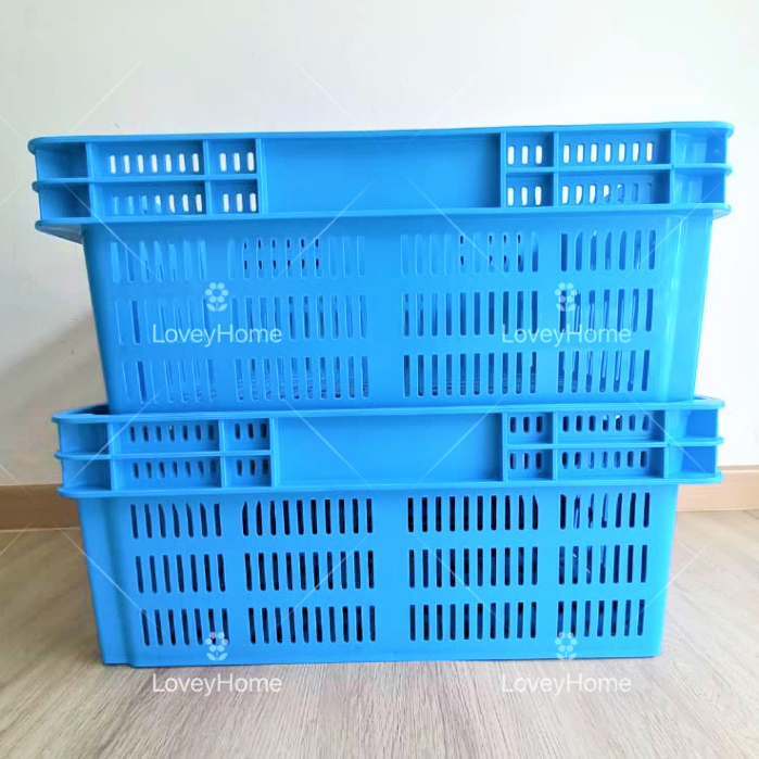 Stackable Industrial Basket Tray Heavy Duty Plastic Crate Rectangular ...