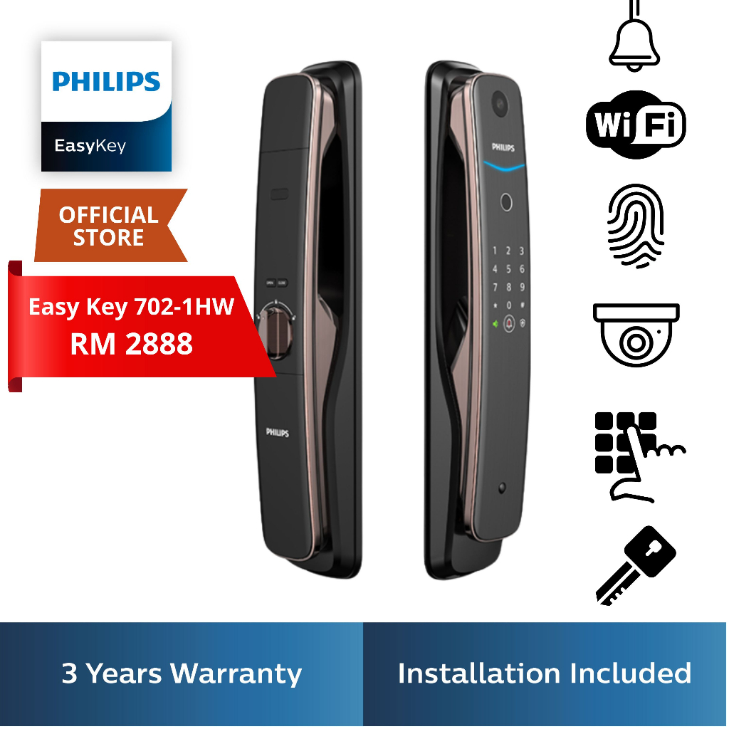 New Launch Philips Digital Lock Easy Key 702-1HW [Includes Installation ...