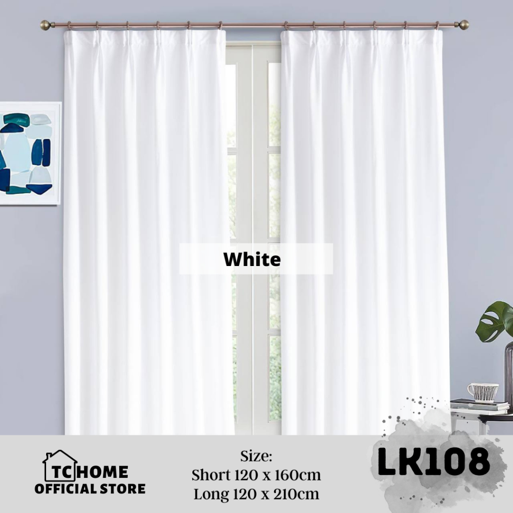 Plain Curtain Langsir Tingkap Pintu Bilik Dapur Sliding Door Murah Hook ...