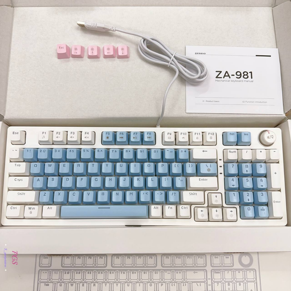 ZIFRIEND ZA-981 MECHANICAL KEYBOARD Blue Red Switch Wired 98 Keys RGB ...