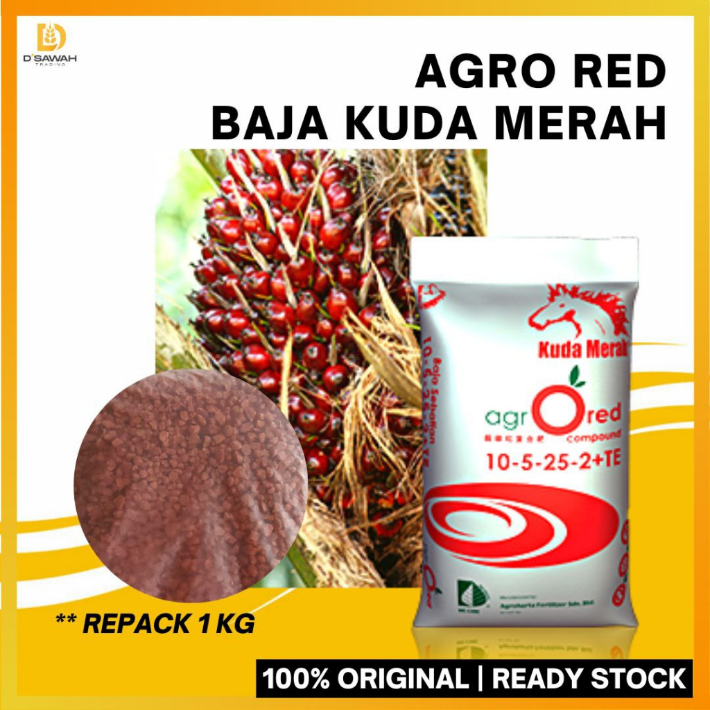 Agro Red Baja Kuda Merah 1KG NPK 10-5-25-2+TE Baja Sawit Fertilizer ...