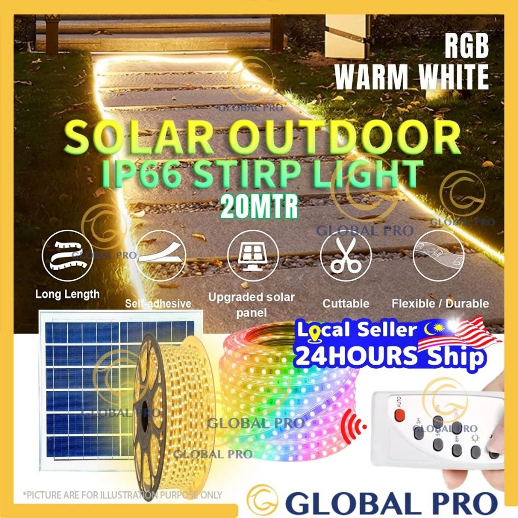 20M SOLAR LED Strip Light Outdoor Garden Light Patio Light String Light ...