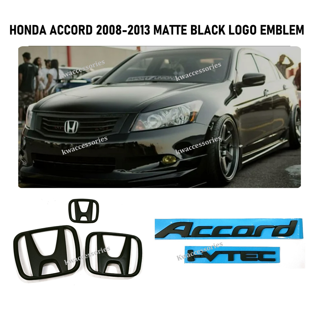 *Raya Gift* 4Pcs/set Emblem Logo For Honda Accord 2008-2013 MATTE BLACK ...