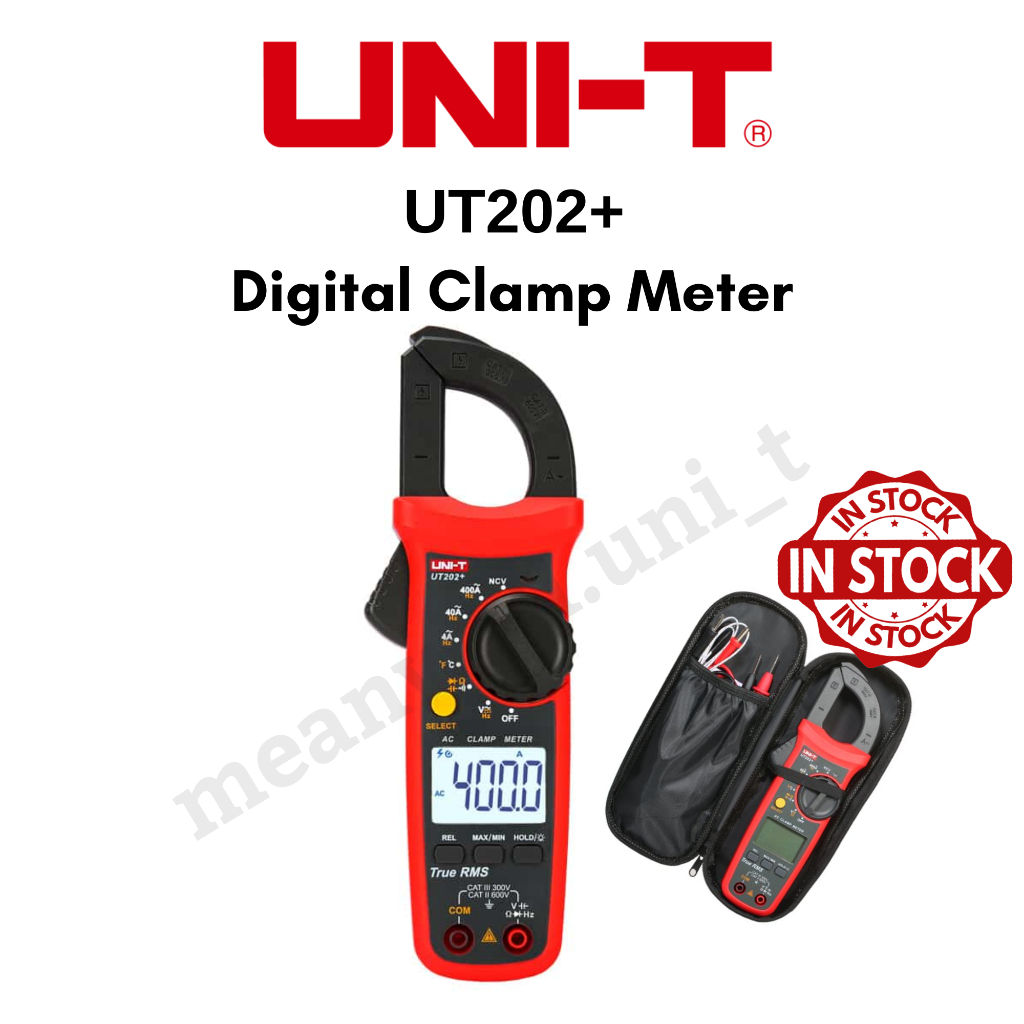 Uni-t UT202+ Digital Clamp Meter True RMS / Temperature -40 ~ 1000°C ...