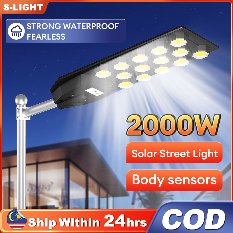 Lampu Solar COB 2000W Light Outdoor Lighting solar street light lampu ...