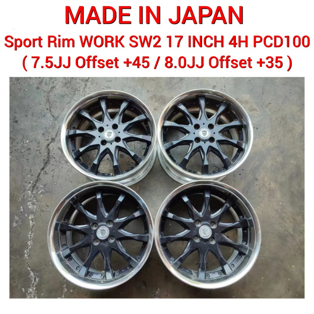 WORK Sport Rim 17 INCH 4H PCD100 For Vios Yaris City Jazz Prius C Alza ...