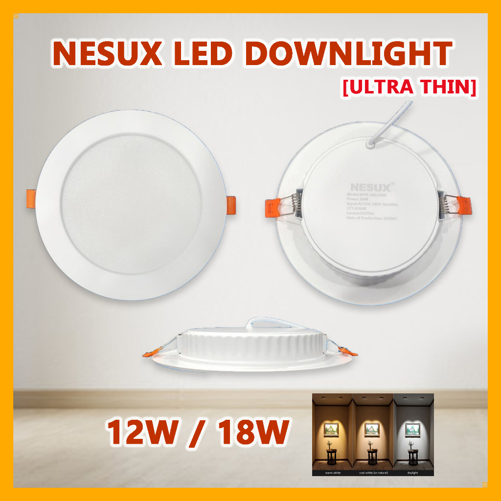 Nesux 18W 3 Colours Ultra Thin Backlit LED Downlight [Round] [MTR 180/18W/3C] [PER PCS] | Shopee ...