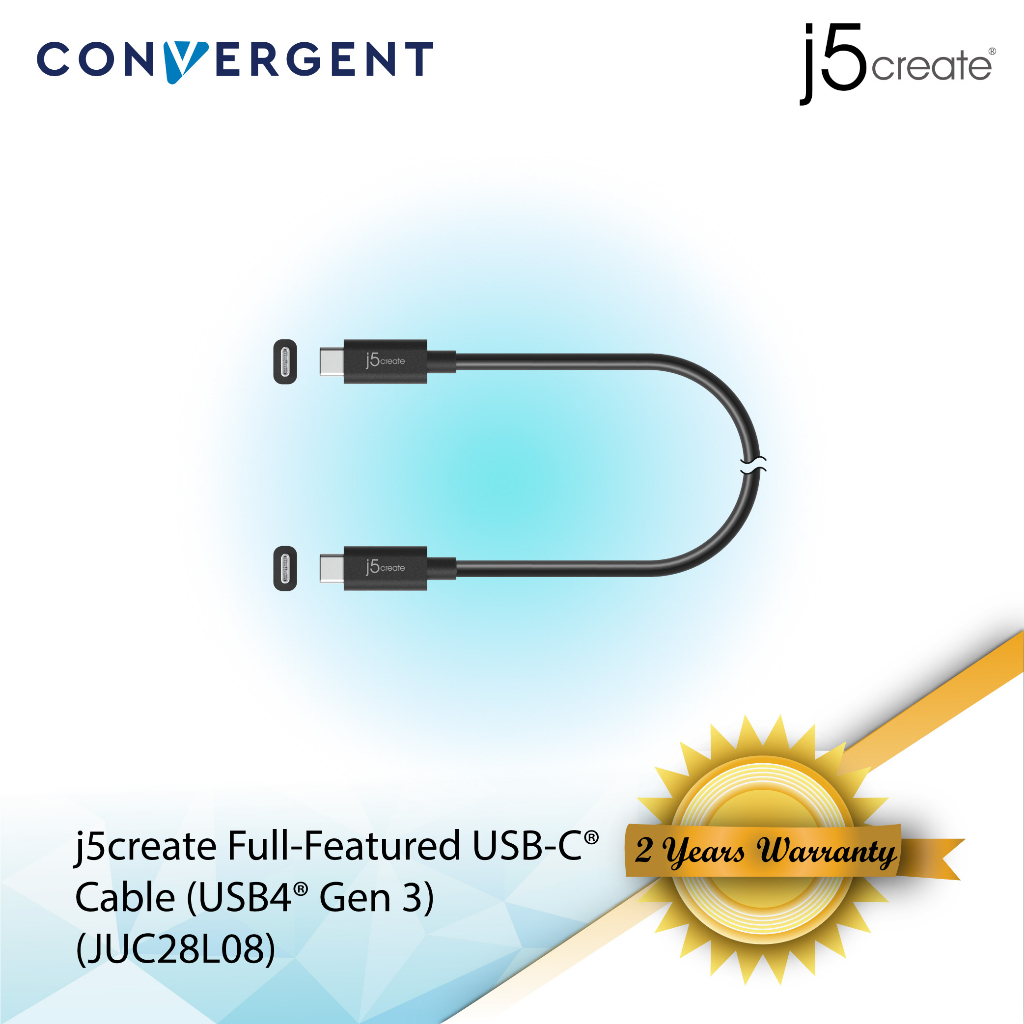 j5create JUC28L08 Full-Featured USB-C® Cable (USB4® Gen 3) USB-IF ...
