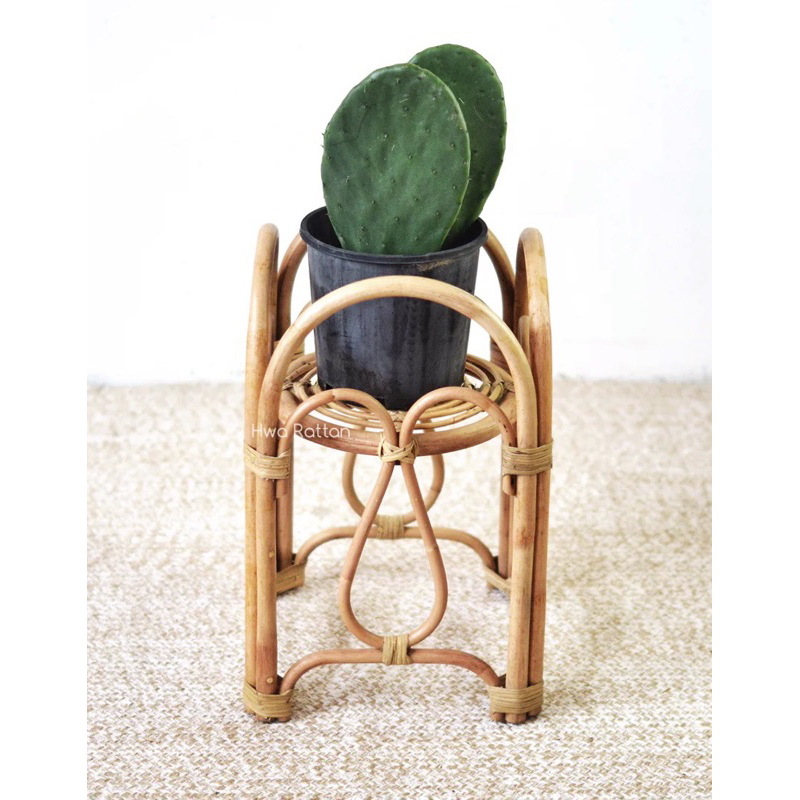 Rattan flower plant pot placement stand decor organiser stand rattan ...
