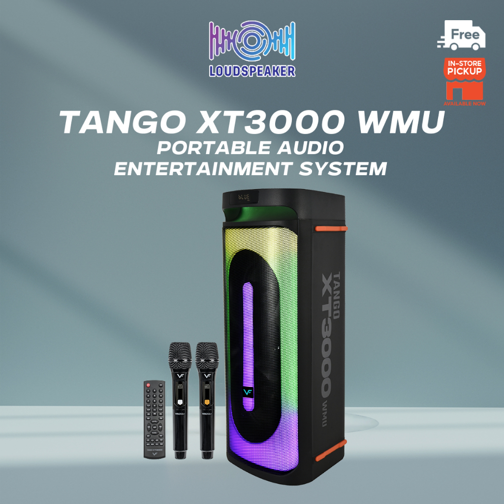 Vinnfier VF Tango XT3000 WMU Bluetooth Portable Karaoke PartyBox Speaker with 2 Wireless Mic ...