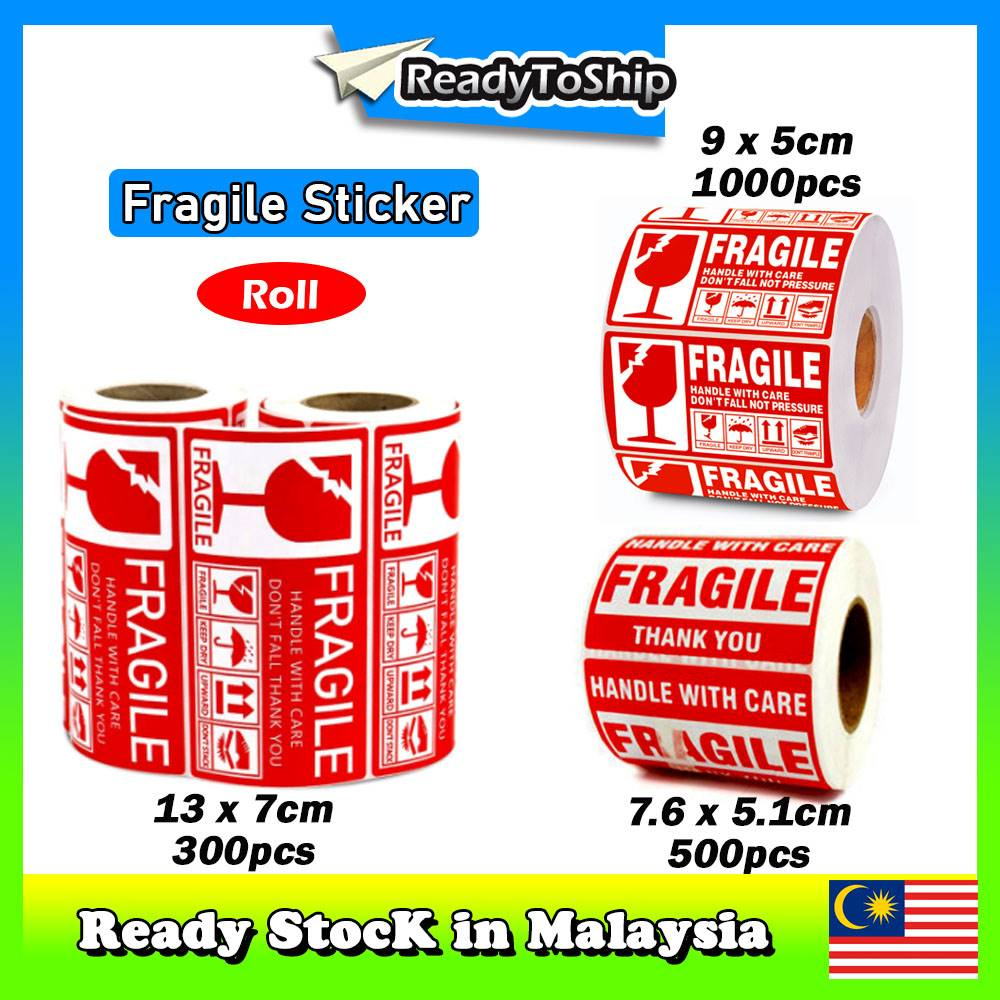 Fragile Warning Roll | Mudah Pecah Label | 易碎贴纸 | Shopee Malaysia