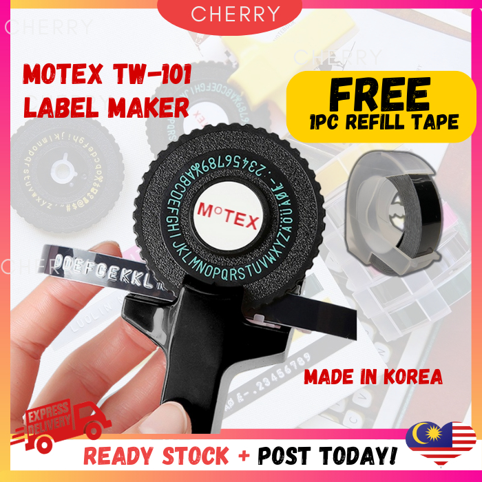 🍒CHEERY🍒 MOTEX LABEL MAKER TW - 101 / LABEL REFILL TWT - 9 (9mm x 3m ...