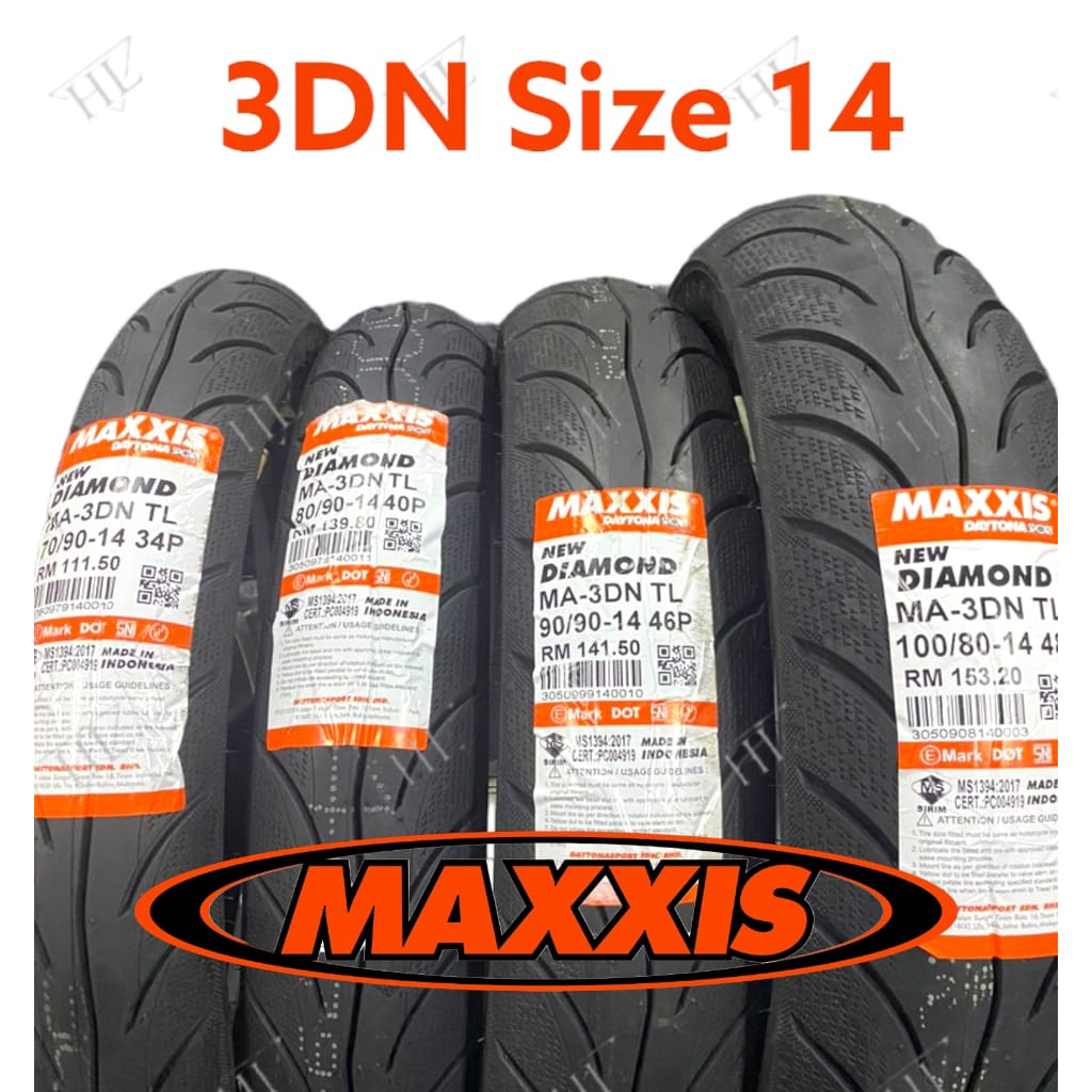 TAYAR MAXXIS DIAMOND NEW SIZE 14 SCOOTER 70/90-14,80/90-14,90/90-14,100 ...