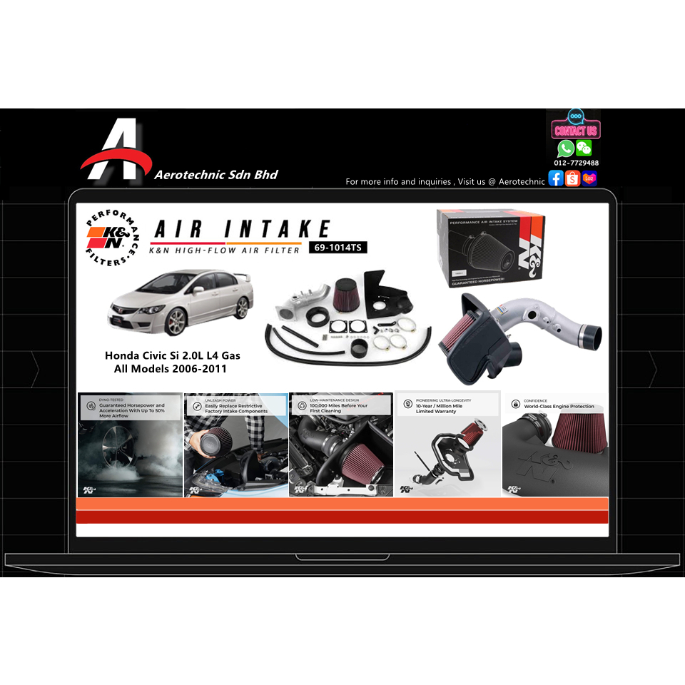 [Ready Stock] K&N USA High Performance Cold Air Intake Kit Honda Civic ...