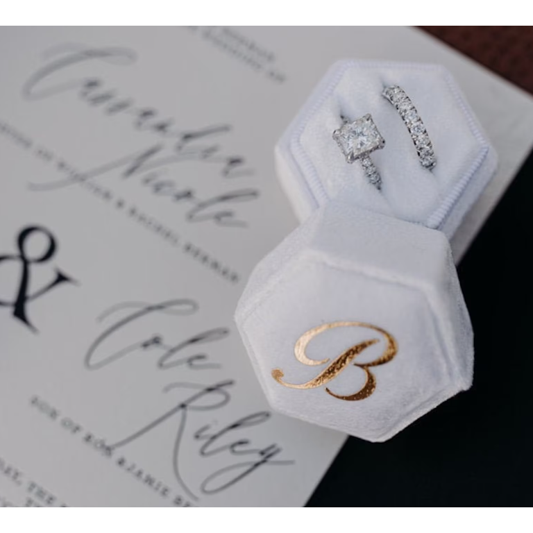Velvet Ring Box Double Hexagon - Engagement Ring & Wedding Set Elegant ...
