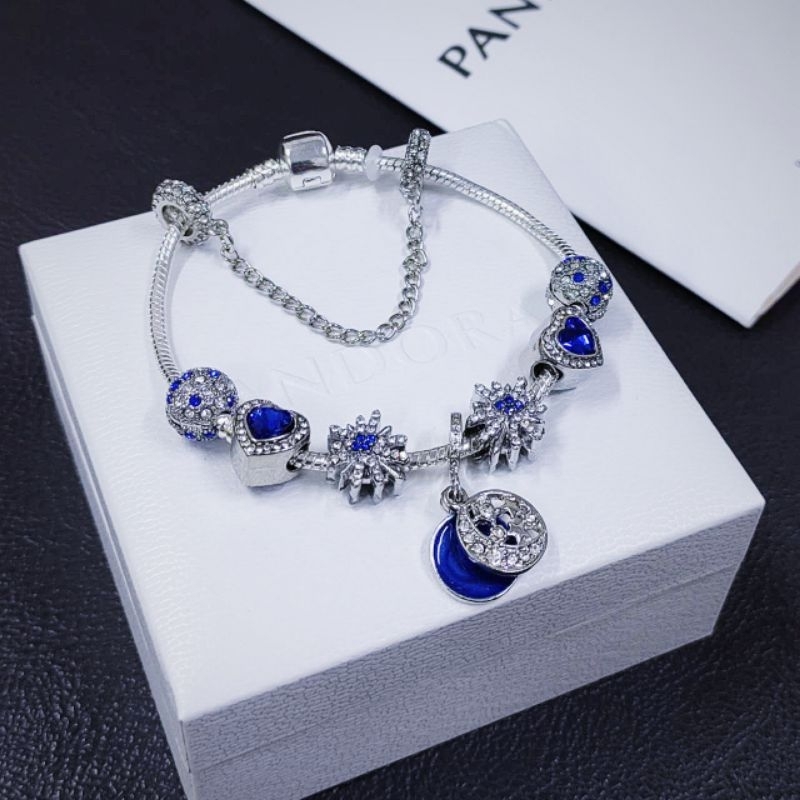 Pandora Dark Blue Series Bracelet Dinner Bracelet Rantai Tangan ...