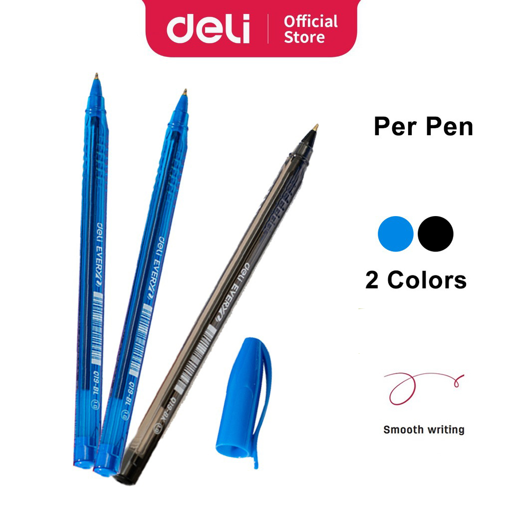 Deli Ball Point Pen EQ19 Every Series Bullet tip 1.0mm Black Blue Ink ...