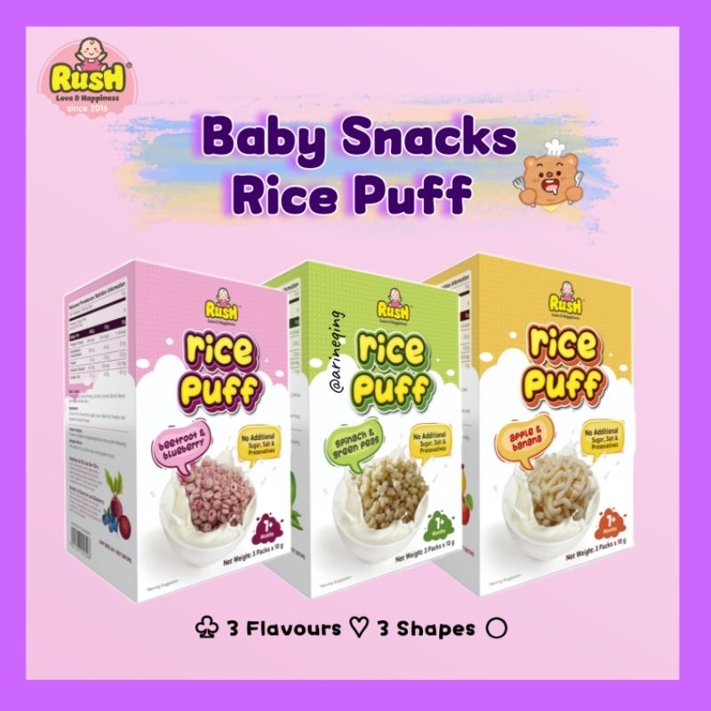 🌈AUS04🌈RUSH BABY Fruit Rice Puff Baby Healthy Snack Food HALAL Buah ...