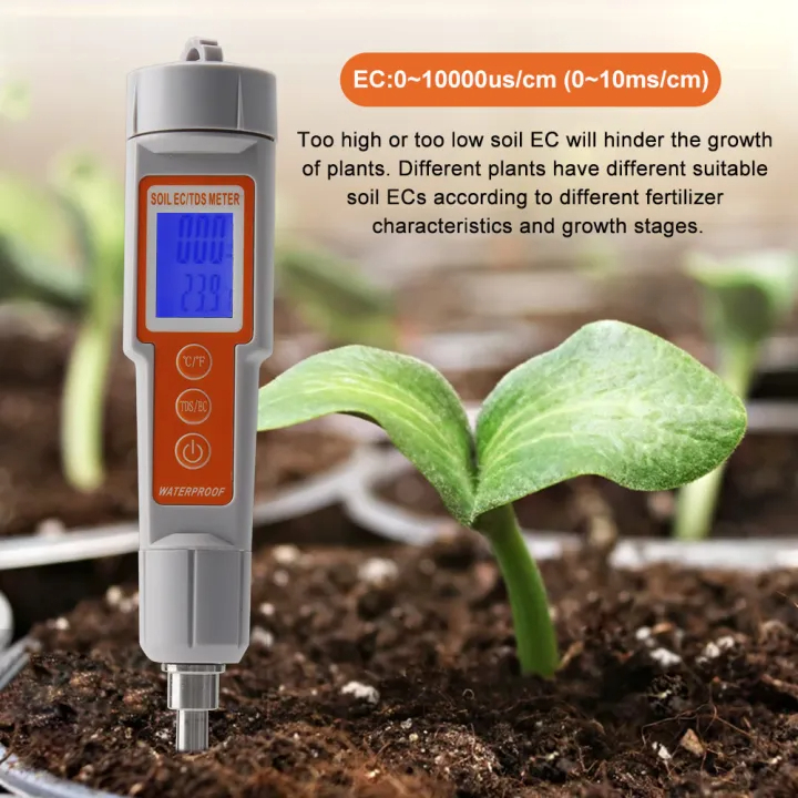 Digital EC Soil Tester TDS/EC/Temp Soil meter EC Meter Soil cocopeat ...