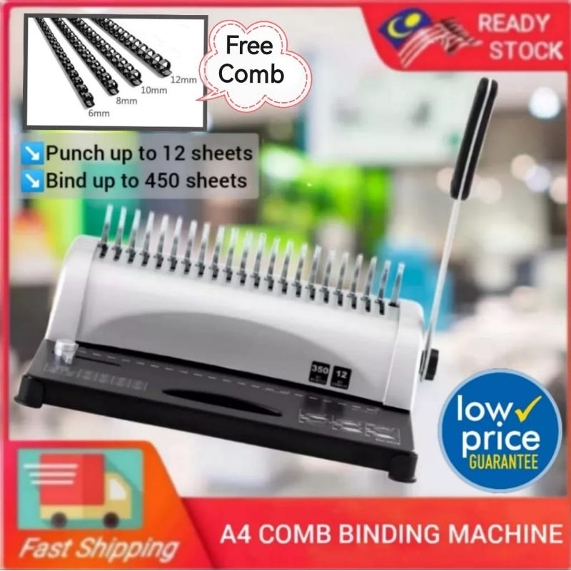 A4 Comb Binding Machine | Plastic Comb Binding Machine *Sharp Cutter ...
