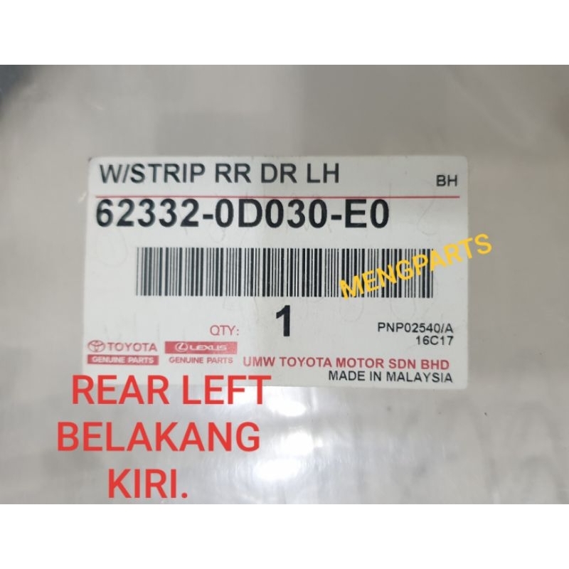 ORIGINAL TOYOTA VIOS DUGONG NCP93 2007Y-2012Y DOOR RUBBER *IN BODY ...