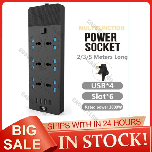 Universal 3/6 Power Socket Extension With USB Ports Power Strip Surge ...
