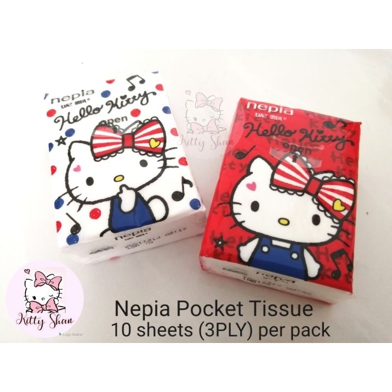 1 Pack x 10 Sheets x 3PLY Nepia Hello Kitty Printed Pocket Tissue HK KT ...