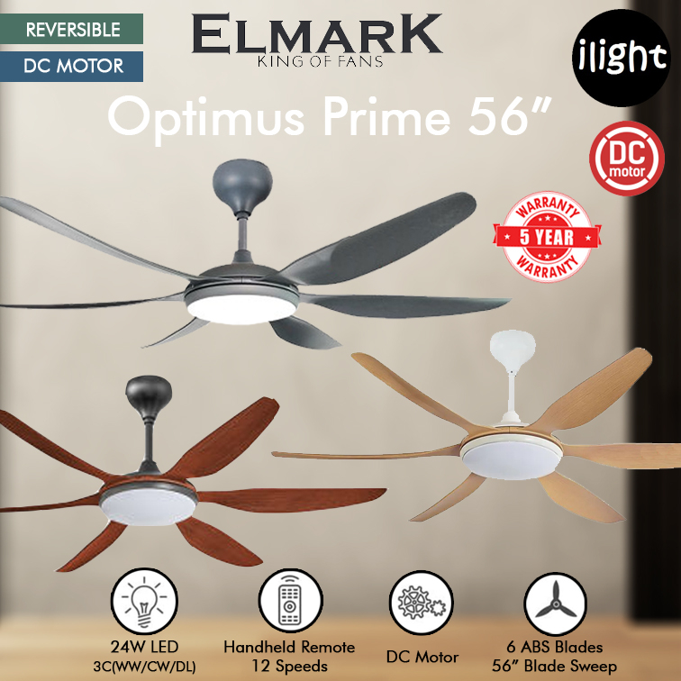 ELMARK OPTIMUS PRIME 56 Inches DC Motor 6 Blade Remote Control with 24W ...