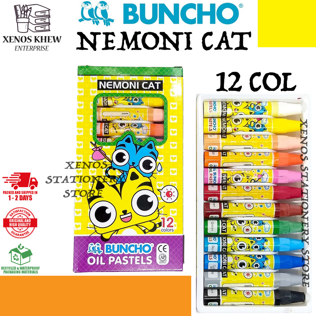BUNCHO NEMONI CAT OIL PASTEL CRAYON / BUNCHO NEMONI CAT WARNA CRAYON ...