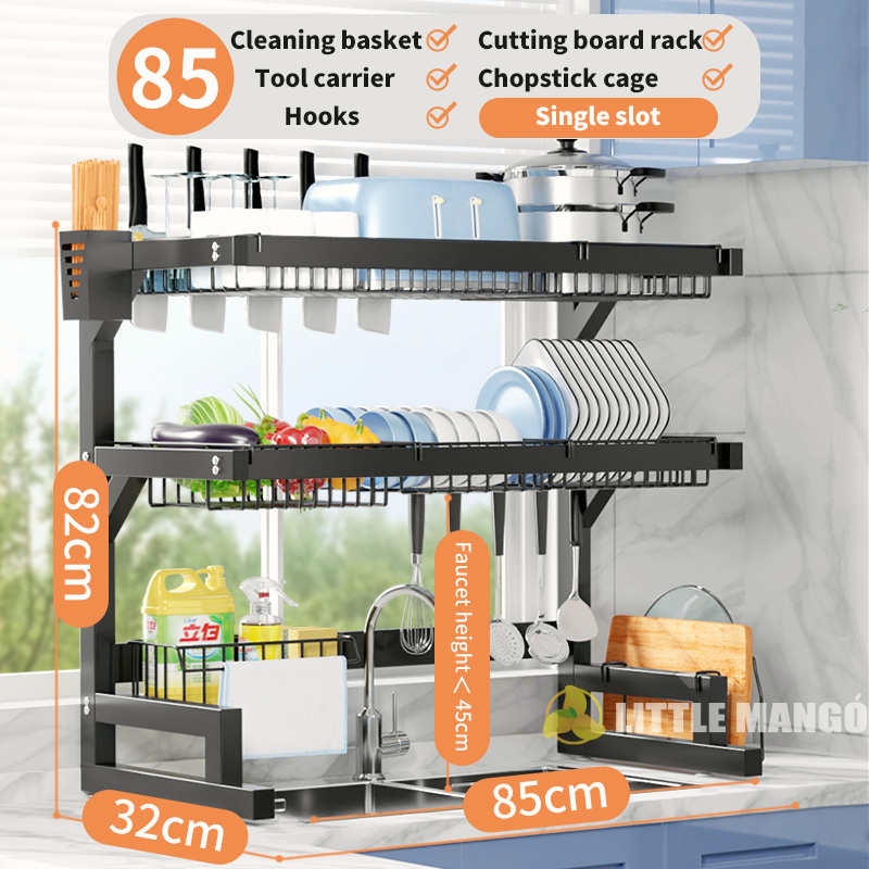 Stainless Steel Rack Dish Rack With Cover Kabinet Dapur Rak Pinggan ...