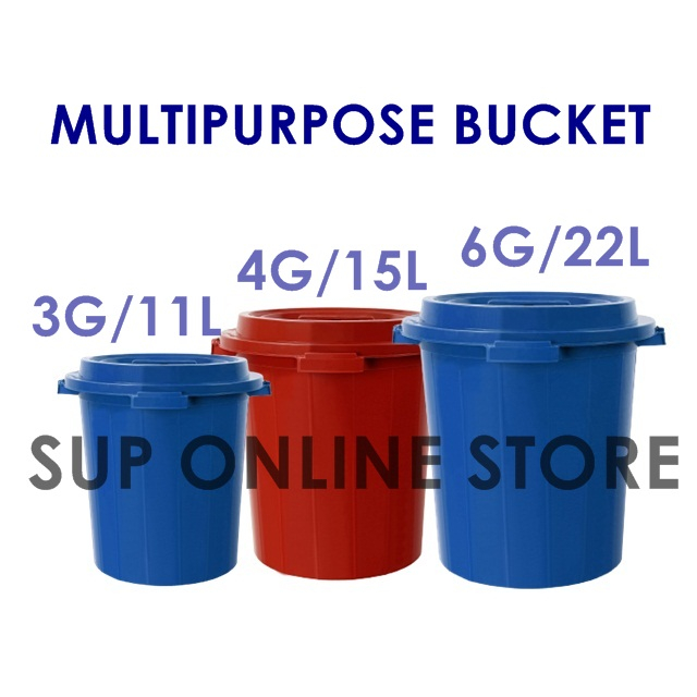 Multipurpose Tong@Pail@Bucket with Cover/Tong dengan Penutup/Bekas Beras/ Rice Bucket/ Tong ...