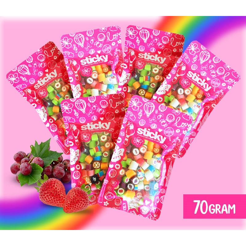 Sticky Candy 30g/40g/70g/80g/120g/170g Mix Fruits Flavours Sweet Sour Snacks Candies Halal ...