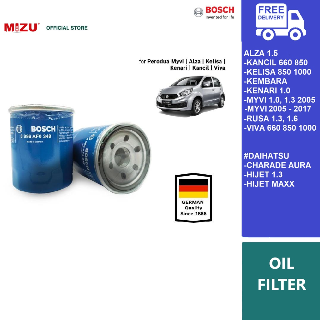 MIZU Bosch perodua Oil Filter Perodua MYVI Alza 05-18 Kelisa Kenari ...