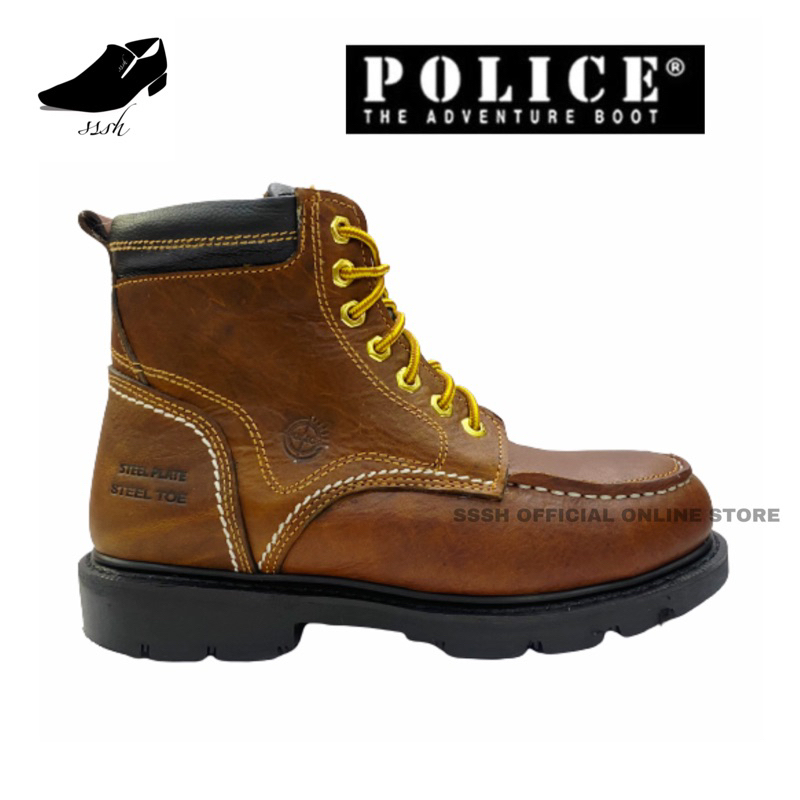 [ORIGINAL] POLICE SAFETY BOOTS FORMAL SHOES - BROWN / MAROON/ 91594 ...