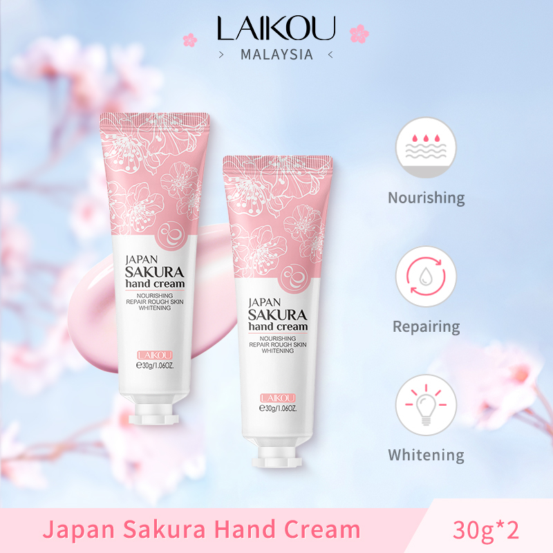 (Buy 1 get 1 FREE) LAIKOU Japan Sakura Hand Cream 30g Repair Rough Skin ...