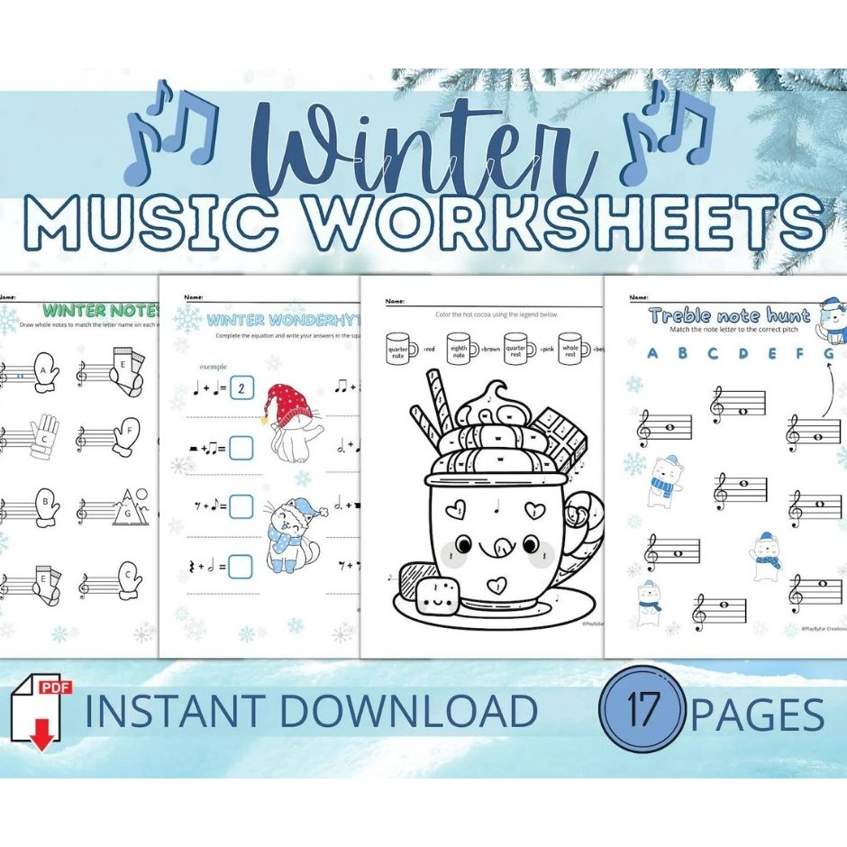 A375 – [PDF] Winter music worksheets/ Busy book 17 pages - kids ...