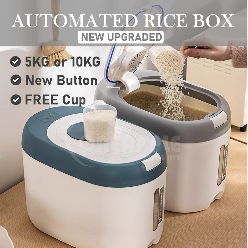 【5kg / 10kg】 Rice Box Airtight Rice Grain Bucket Storage With Rice ...