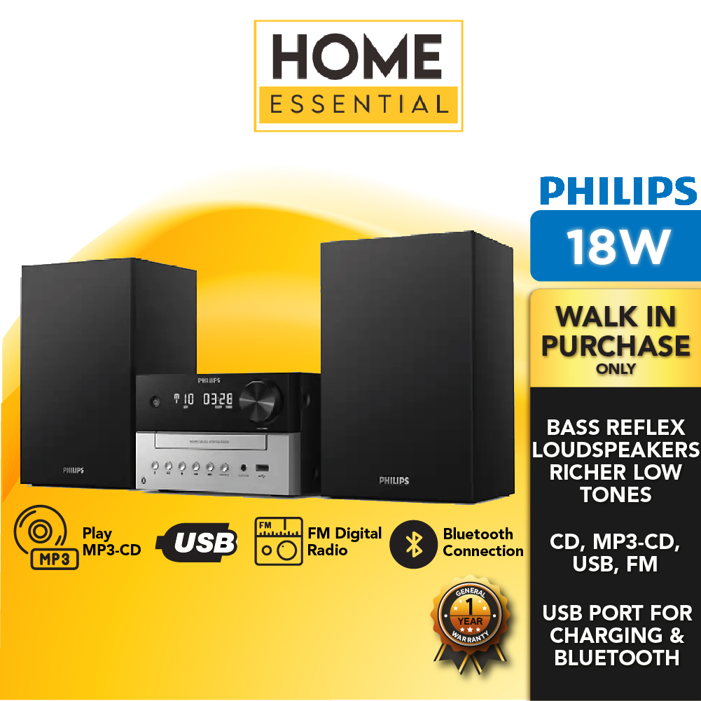 Philips 18W Micro Music System Bluetooth USB TAM3205/12 TAM3205 with ...