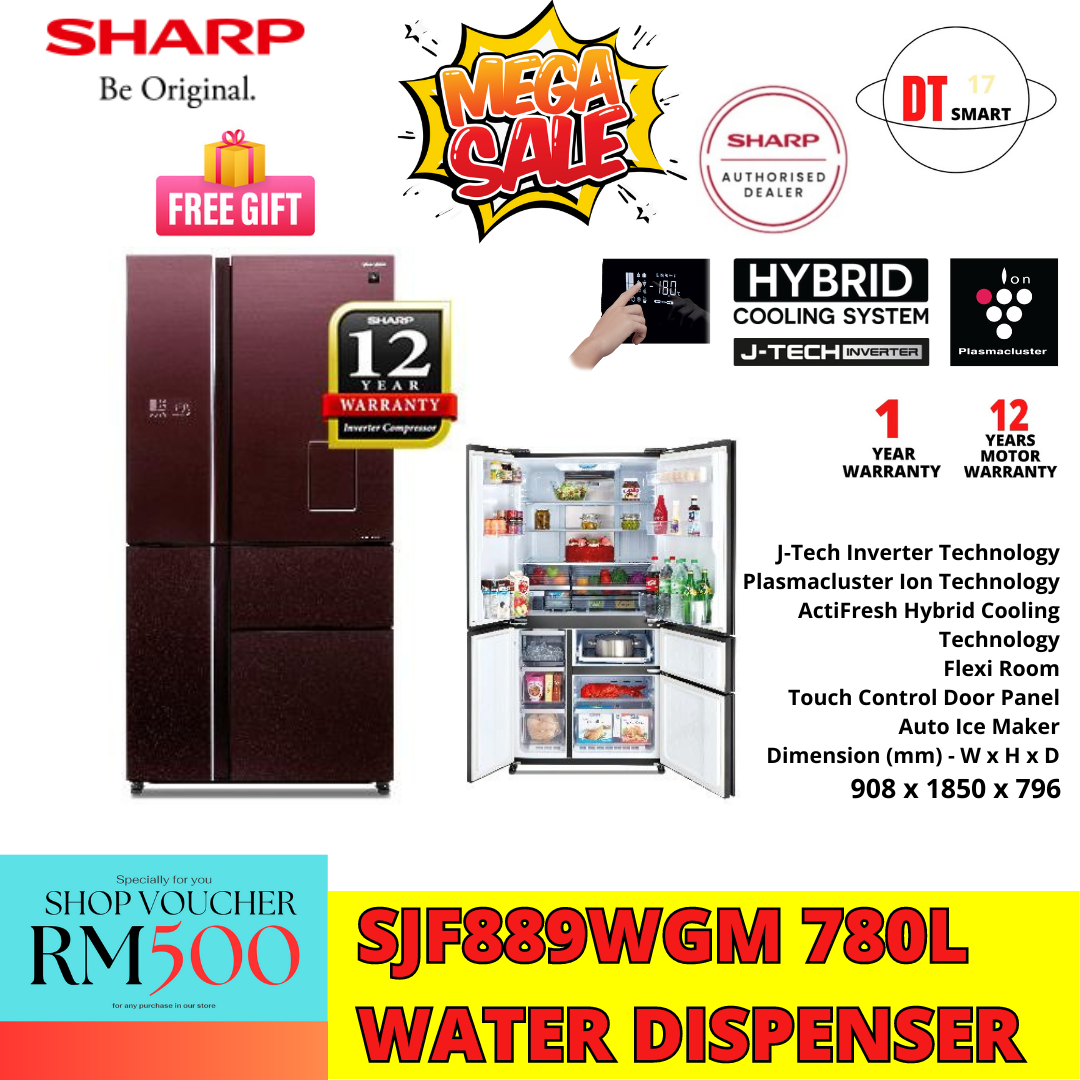 𝐋𝐎𝐑𝐑𝐘 𝐒𝐄𝐍𝐃𝐈𝐑𝐈 𝗞𝗟,𝗦𝗘𝗟𝗔𝗡𝗚𝗢𝗥 Sharp 5 Door Hikaru Refrigerator Glass Maroom ...