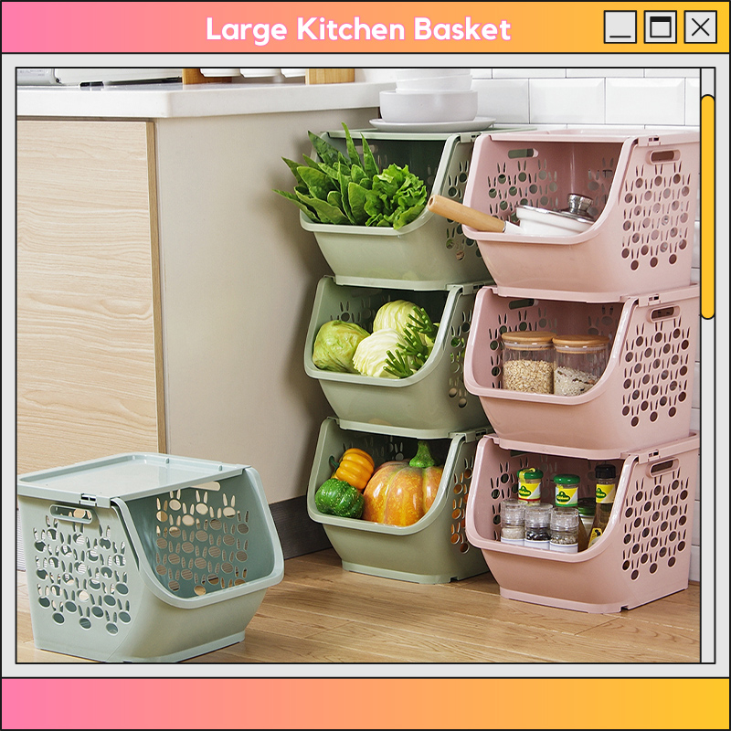 Large Kitchen Storage Rack Kitchen Onion Storage Basket Plastic Multi ...