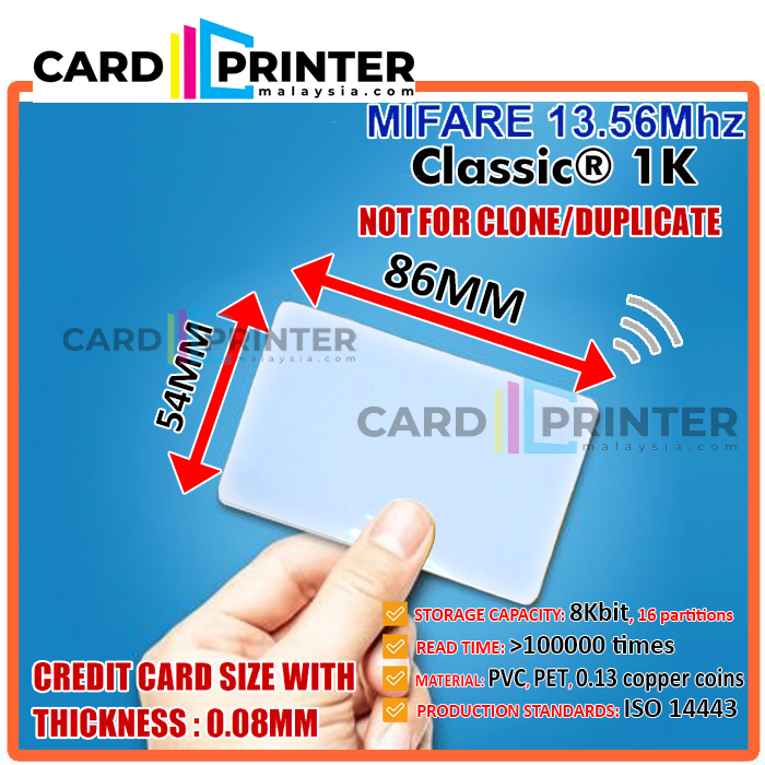 [1pcs]13.56MHZ Mifare Classic 1K Chip RFID ISO PVC Plastic IC Card S50 ...