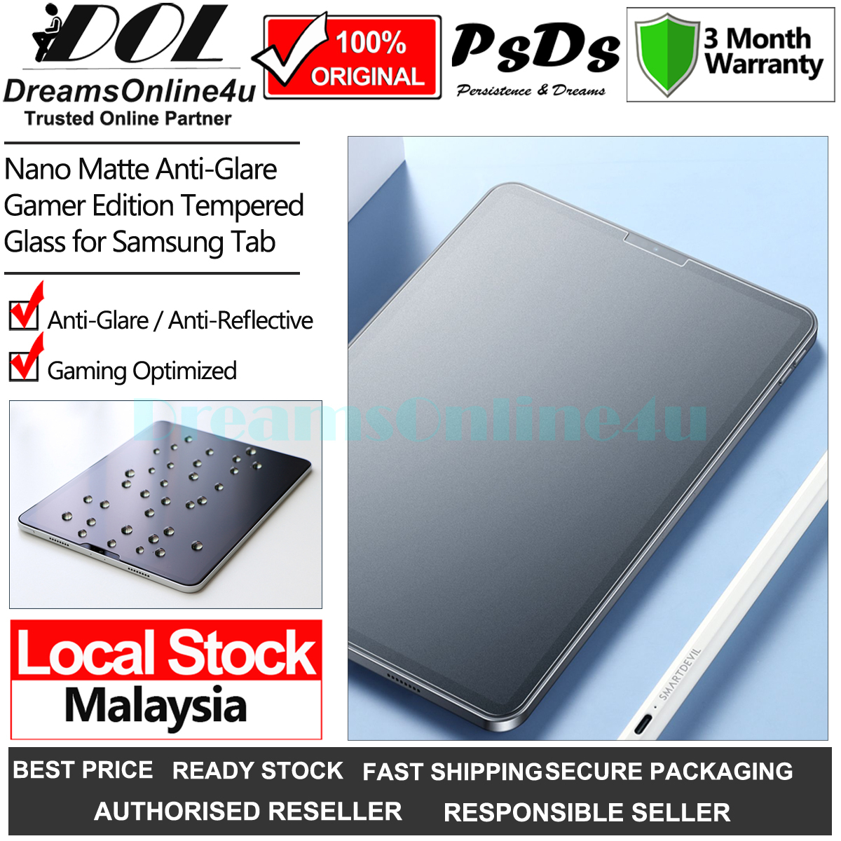 PsDs Gamer Edition Nano Matte Anti-Glare Gaming Tempered Glass Screen ...