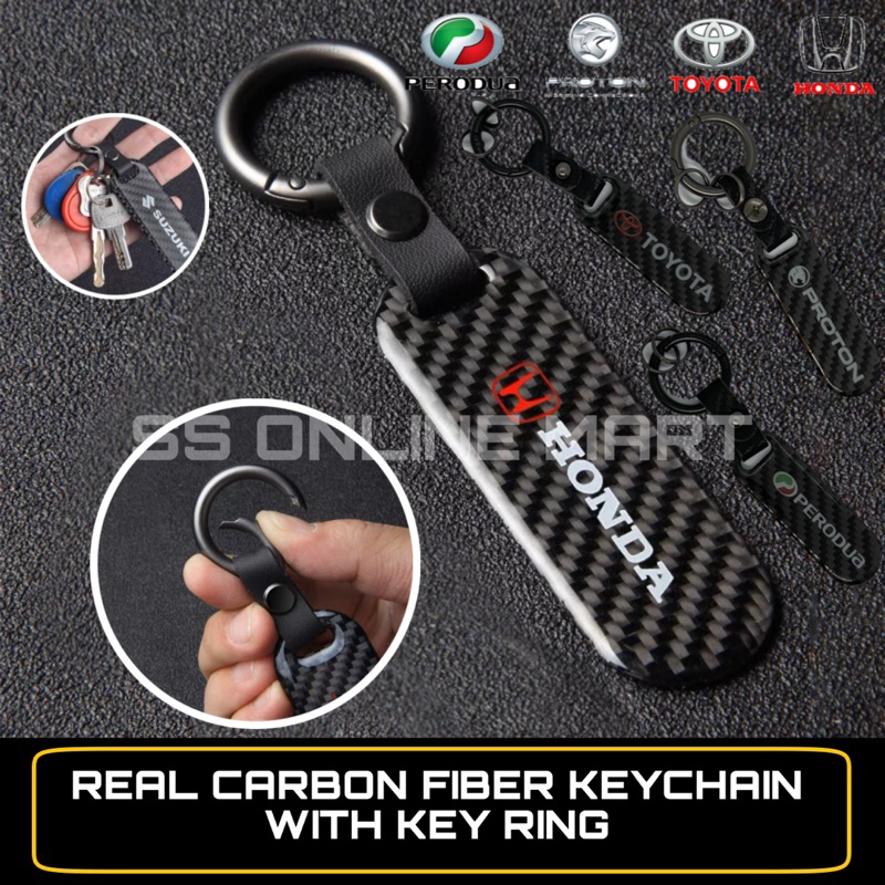 New Car Logo Real Carbon Fiber keychain Car Keychain Creative Keyring ...