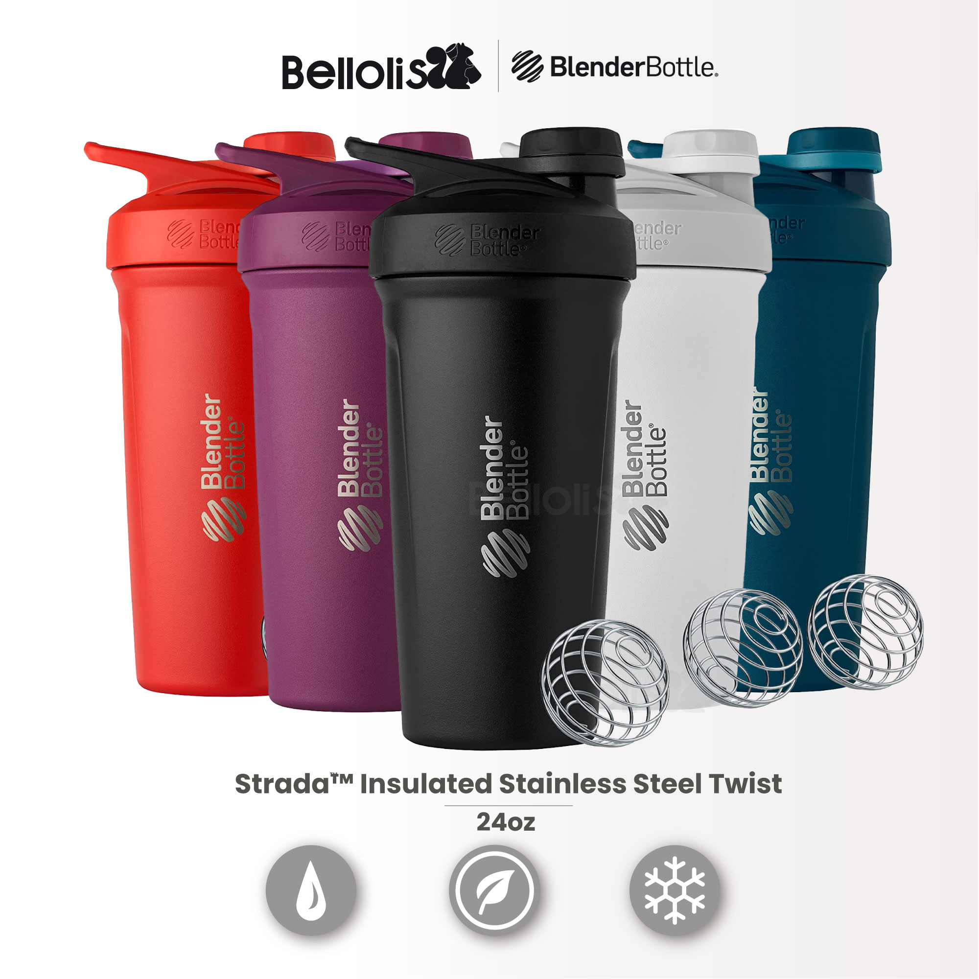 [Authentic] BlenderBottle Strada™ 710 ml Insulated Stainless Steel Twist No Leak Protein Shaker ...